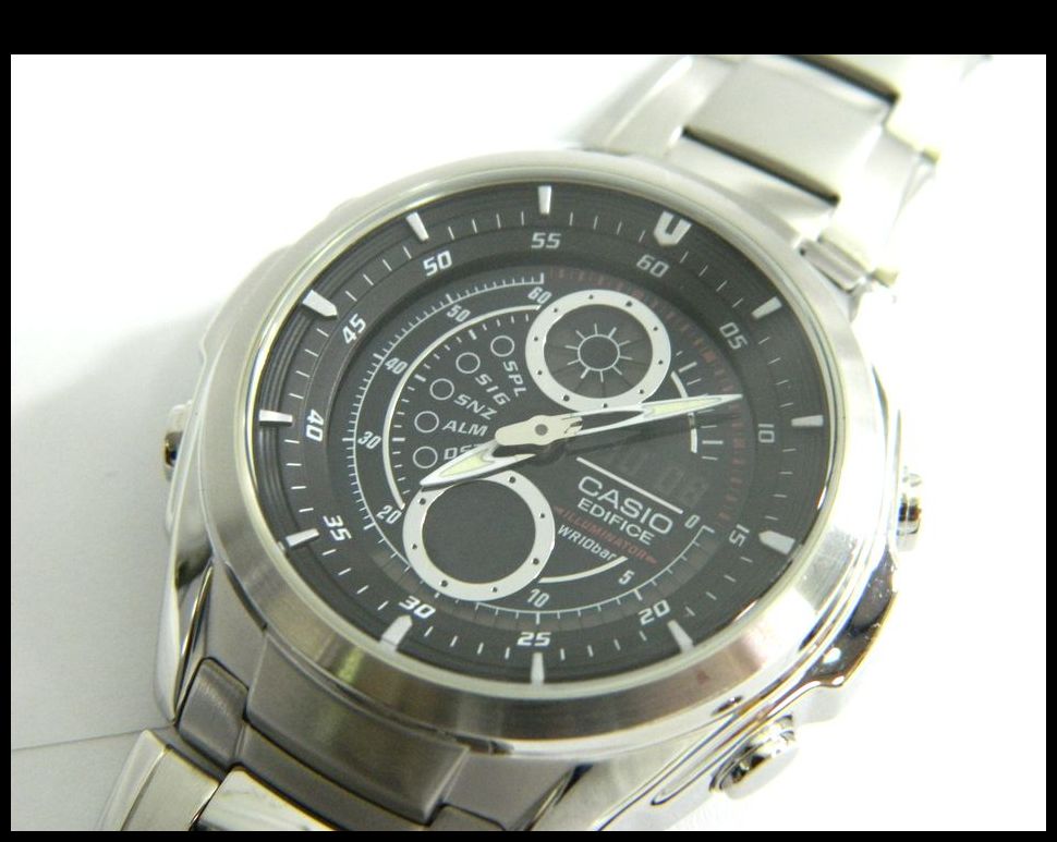 半田店 動作品 CASIO EDIFICE メンズ 腕時計 EFA-116 10気圧防水 男性用 クォーツ SS シルバー系 ブラック系 ...